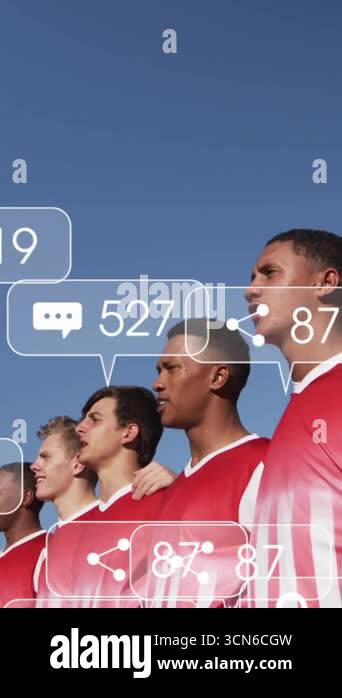 Animation of icons and data processing over diverse rugby players ...