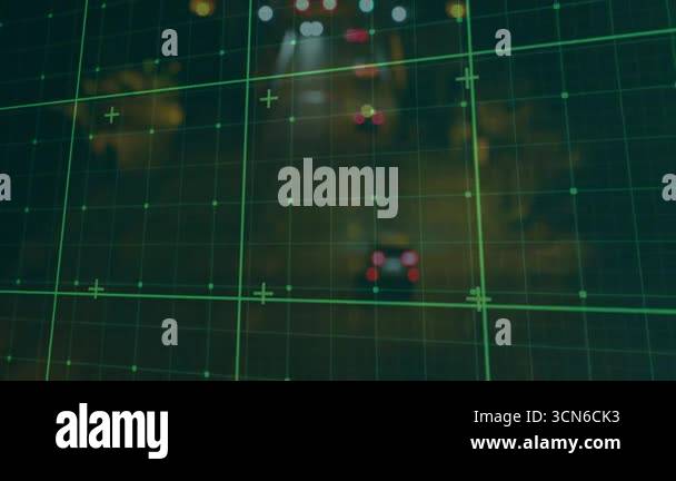 Green grid overlay locking onto red tail lights and tracking vehicle ...