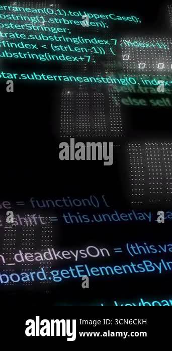 Animation of glowing code forming digital skull on dark background. futuristic, cyberspace ...