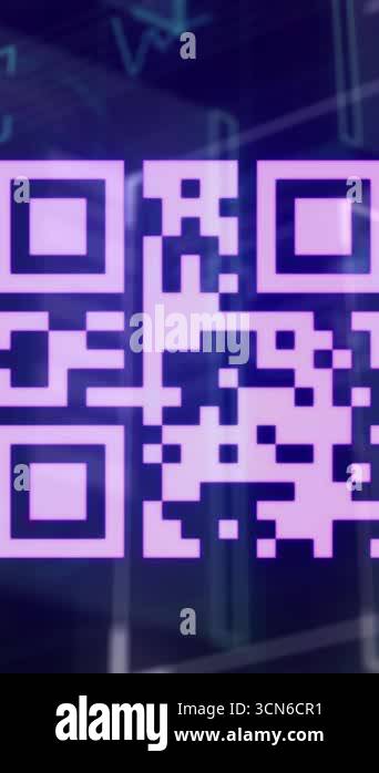 Animation of infographic data with hud with barcode, world map on ...