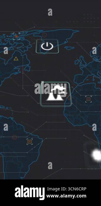 World map with energy and technology icons overlaying digital network ...