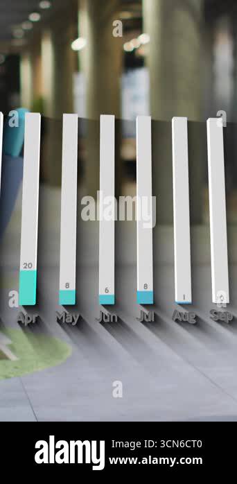 Shaking hands, business people with bar graph showing monthly data ...