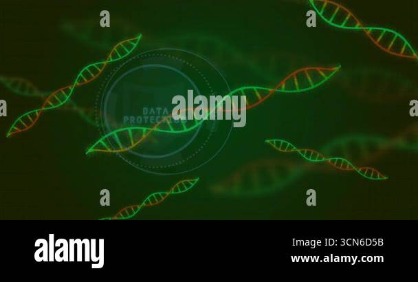 Converging helices sparking DATA PROTECTION shield fading fingerprint ...