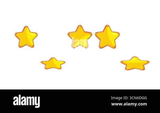 Five yellow stars bounce playfully across a white background, creating ...