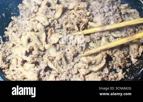 minced meat fried with shrimp paste Stock Video Footage - Alamy