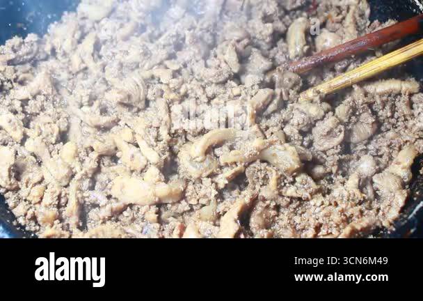 minced meat fried with shrimp paste Stock Video Footage - Alamy