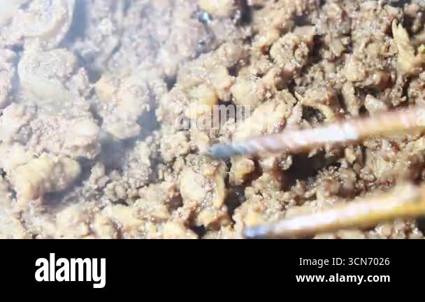 minced meat fried with shrimp paste Stock Video Footage - Alamy
