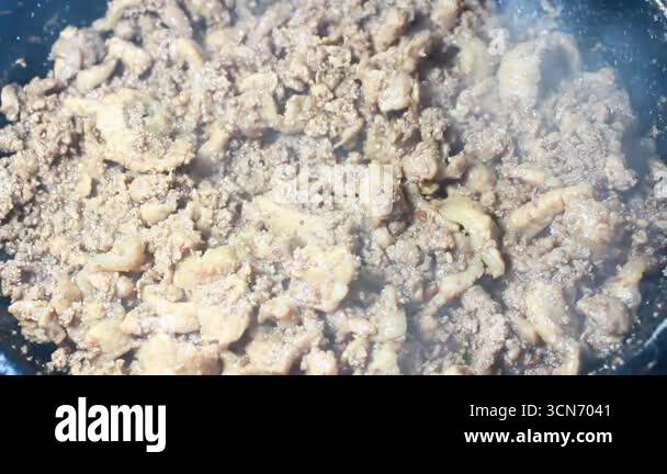 minced meat fried with shrimp paste Stock Video Footage - Alamy