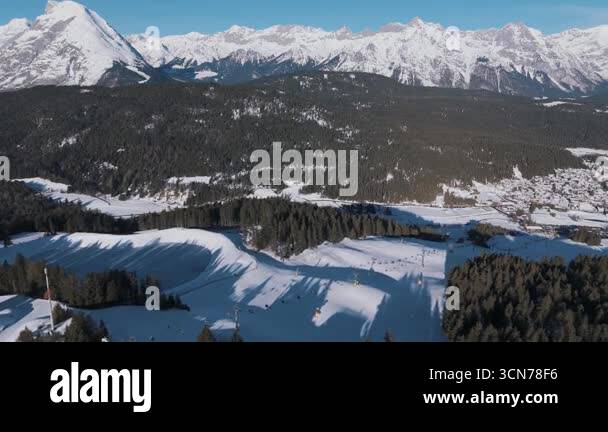 Snowy Mountain Landscape in the Bavarian Alps, Germany. Drone video ...
