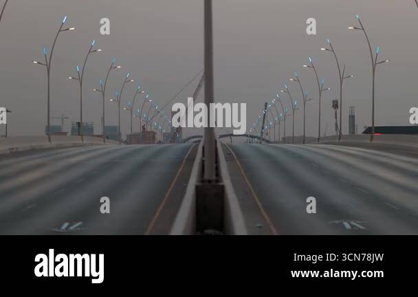 Modern illuminated highway in Riyadh, Saudi Arabia. Wide modern highway ...