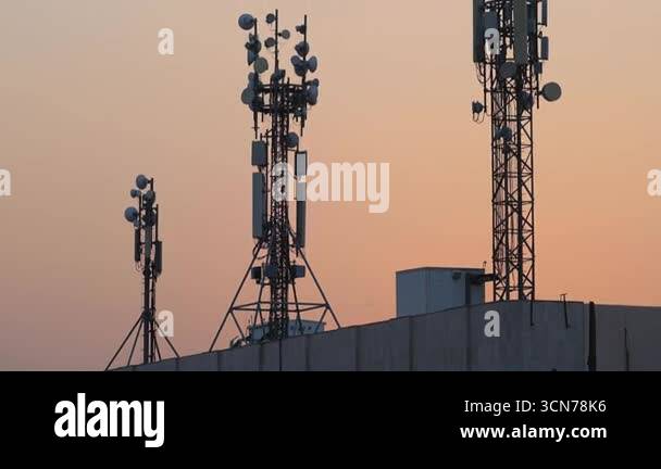 Telecommunication towers in Riyadh at sunset. Telecommunication ...