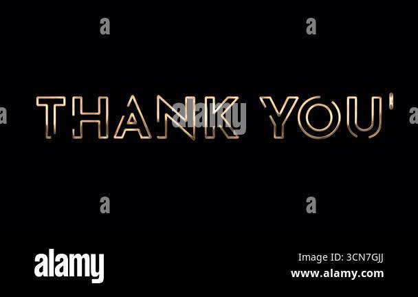 Thank you stroke text animation in gold color and alpha channel ...