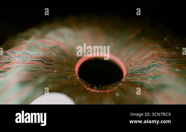 Abstract macro view of a colorful eye with intricate textures and ...