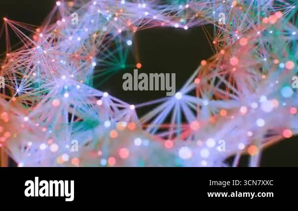 Dynamic abstract network of glowing geometric plexus, illustrating complex data connections and ...