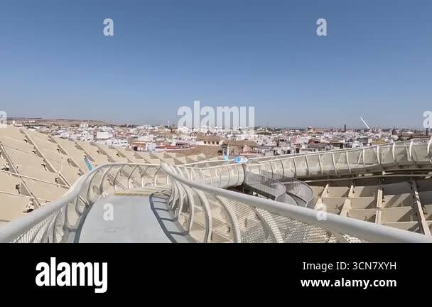 Spain: Walking along the elevated walkway atop Setas de Sevilla ...