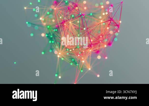 Dynamic abstract visualization of a glowing geometric plexus, featuring interconnected lines and ...