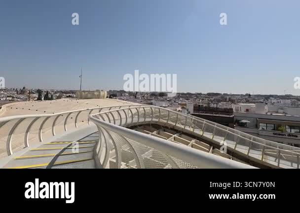 Spain: Walking along the elevated walkway atop Setas de Sevilla ...