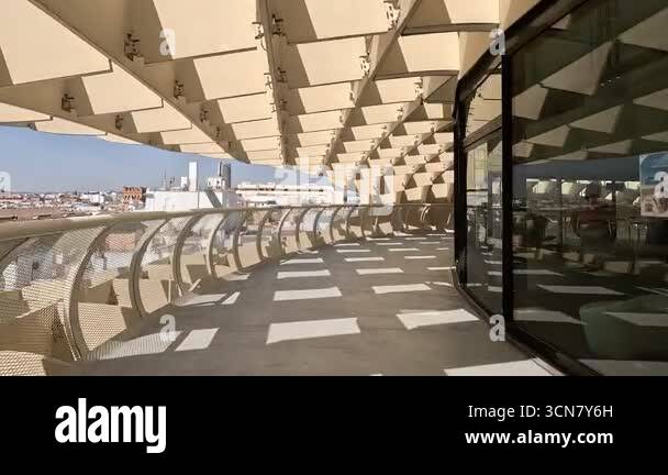Spain: Walking along the elevated walkway atop Setas de Sevilla ...