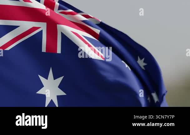 Animated Australian flag waving gently with realistic fabric texture ...
