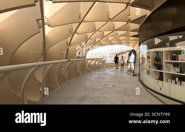 Spain: Walking along the elevated walkway atop Setas de Sevilla ...