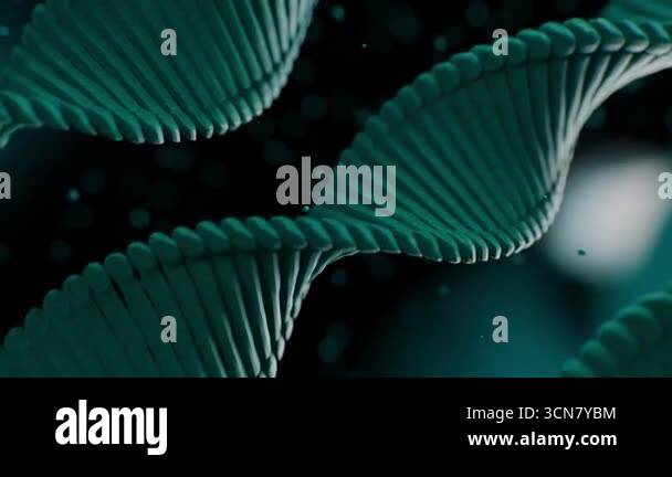 Visualizing multiple green DNA double helix structures rotating and ...