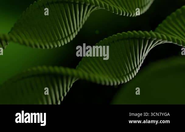 Multiple green DNA helix strands slowly rotate, creating a mesmerizing ...