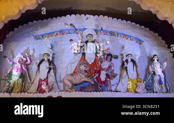 Subho mahalaya, Video of an handmade colorful idol of Goddess Durga ...