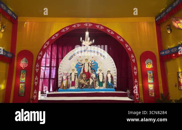 Subho mahalaya, Video of an handmade colorful idol of Goddess Durga ...