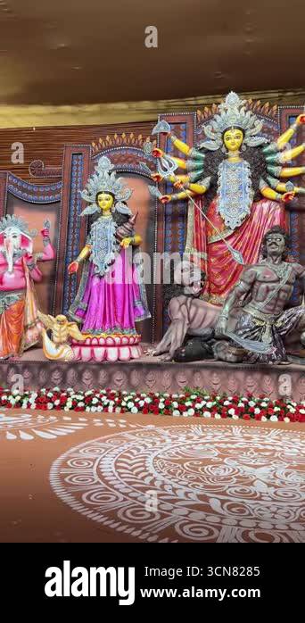 Subho mahalaya, Video of an handmade colorful idol of Goddess Durga ...