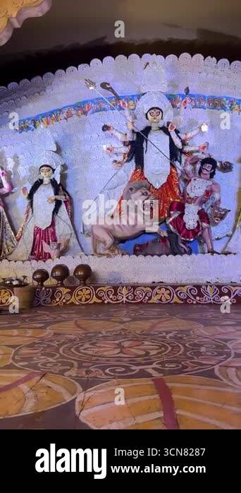Subho mahalaya, Video of an handmade colorful idol of Goddess Durga ...