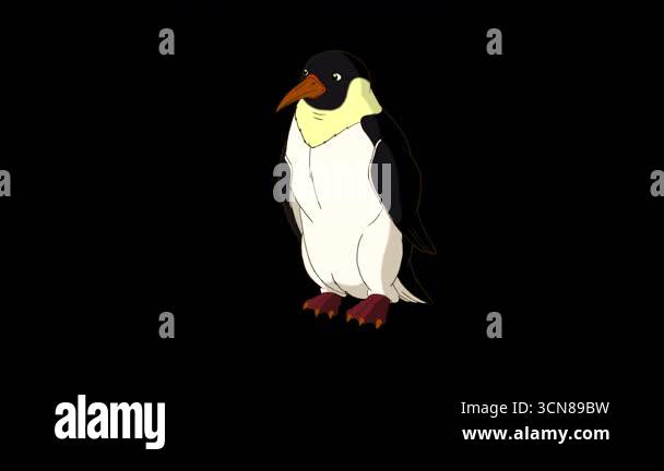 Cute Emperor Penguin. Handmade 2D animated HD looped footage isolated on alpha channel for video ...