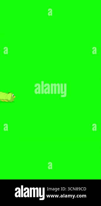 Green caterpillar crawling. Handmade 2D animated 4K looped footage ...