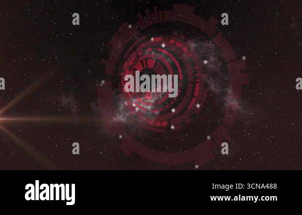 Lens flare star emerging left edge initiating red rings rotating inward ...