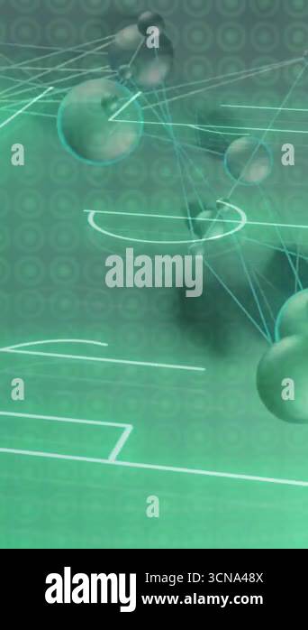 Animation of network of connections over neon sports stadium. Sport ...