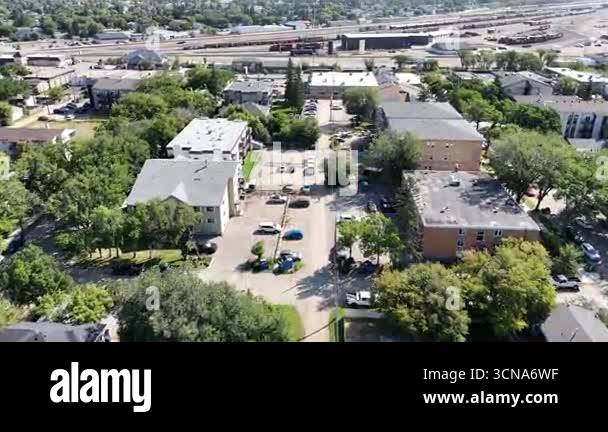 Scenic 4K drone video capturing homes, parks, and streets in the ...