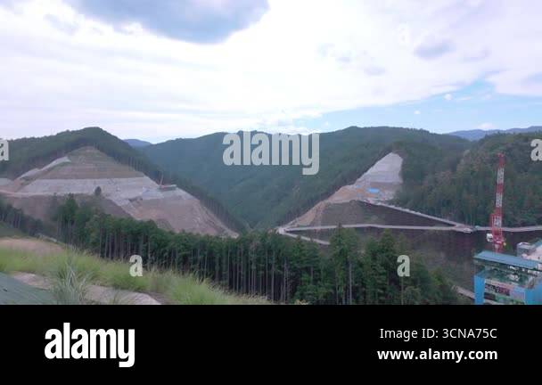 Aichi, Japan - September 2, 2025: Construction site of Shitara Dam in ...