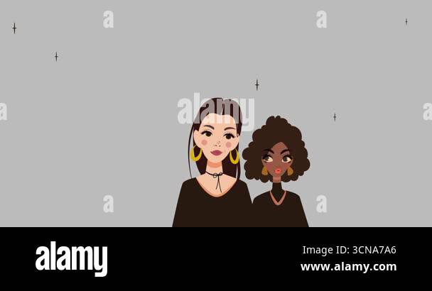 Womens History Month. Moving banner with portraits of beautiful ...