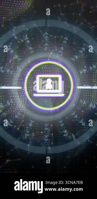 Digital network connection animation with user icons over world map ...