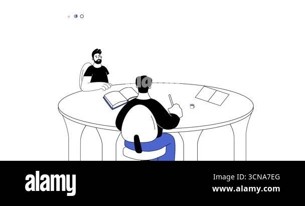 Society meeting. Moving banner with group of students or friends ...