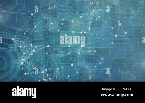 Opening binary grid initiating glowing nodes emerging and expanding ...