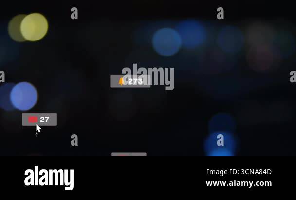 Mobile UI icons fading in floating notifications updating counts on ...