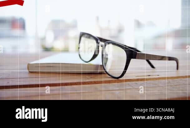 Fourth-second red line descending then spiking across glasses and ...