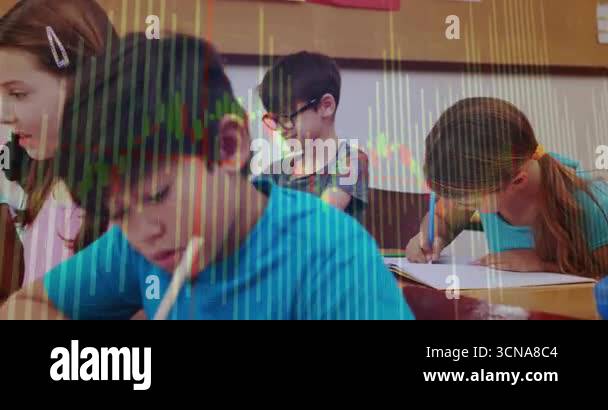 On teacher prompt classroom students writing finance notes as ...