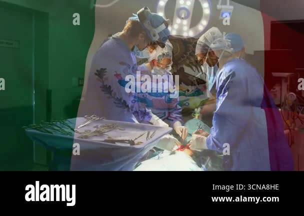 Confirming patient prep, lead surgeon incising drape, clamping ...