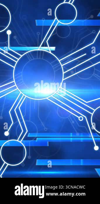 Animation of network of connections on blue background. global ...