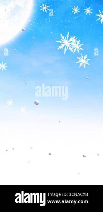 Animation of snow falling over winter scenery. Christmas, celebration ...