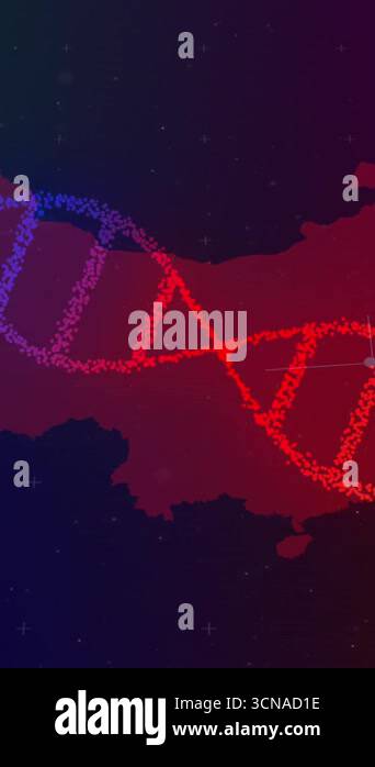 Animation of dna strand spinning over map of china. global science ...