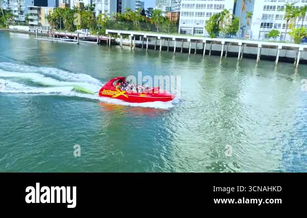 High-speed jet boat ride in scenic canal Stock Video Footage - Alamy