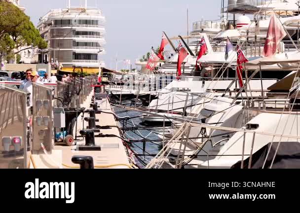 Yachts lined up at Monte Carlo pier Stock Video Footage - Alamy
