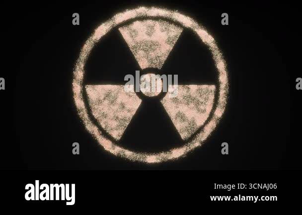 Seamless 3D loop animation of the radiation symbol made of particles ...
